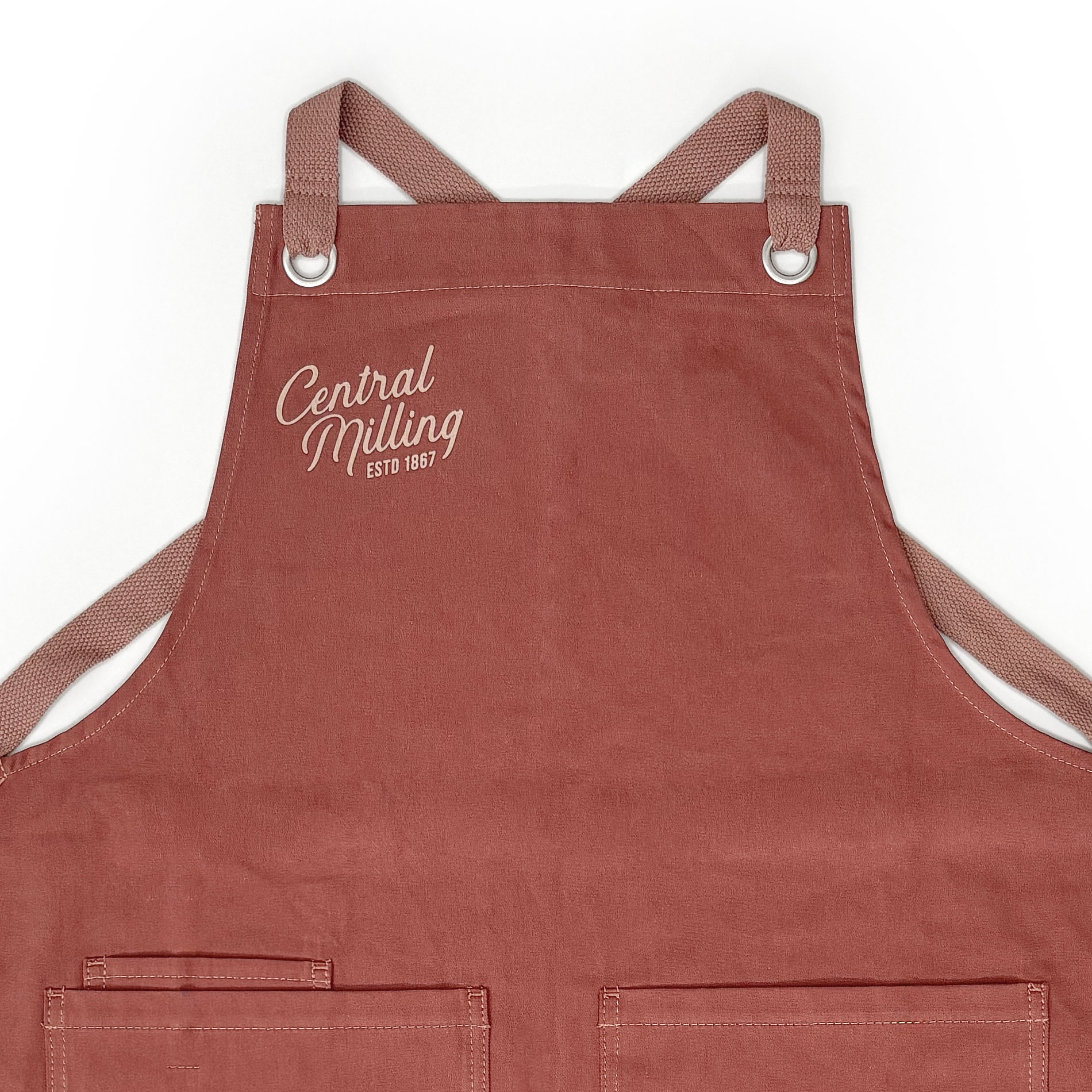 Branded Crossback Apron - Terracotta // Central Milling // Aprons